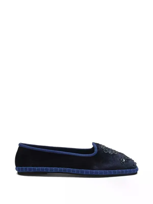 Malìparmi Embroidered Velvet Ballet Flats - Blue