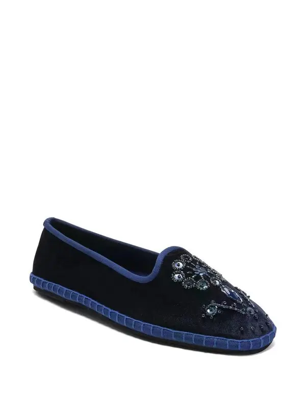 Malìparmi Embroidered Velvet Ballet Flats - Blue
