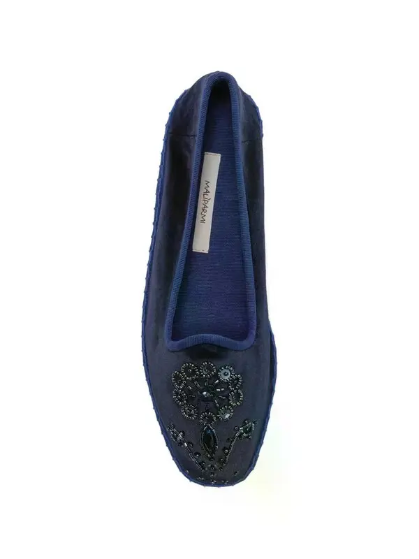 Malìparmi Embroidered Velvet Ballet Flats - Blue