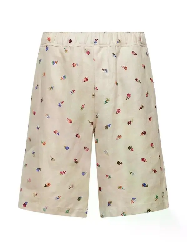 VOWELS Easy Floral-embroidered Shorts