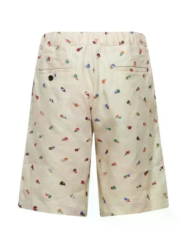 VOWELS Easy Floral-embroidered Shorts