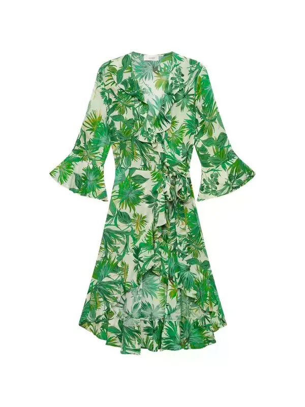 Malìparmi Botanical Jungle Wrap Dress - Green