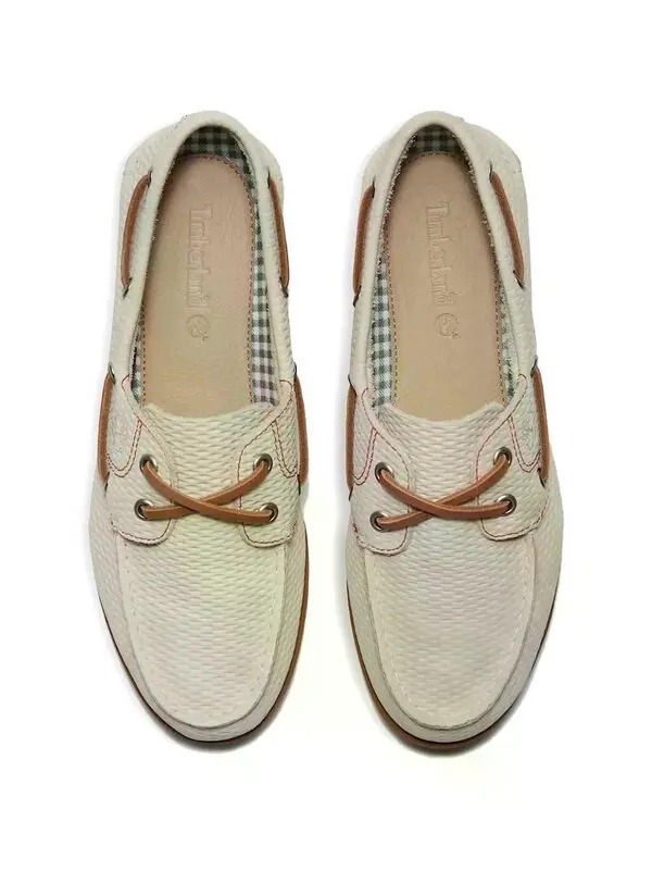 Timberland Logo-detail Leather Boat Shoes - Neutrals