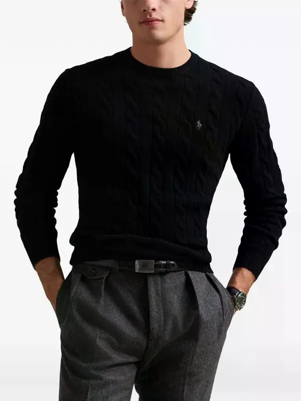 Polo Ralph Lauren Cable-knit Sweater With Embroidered Logo - Black