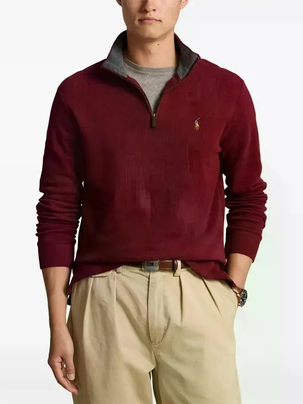 Polo Ralph Lauren Quarter-zip Embroidered Logo Sweater - Red