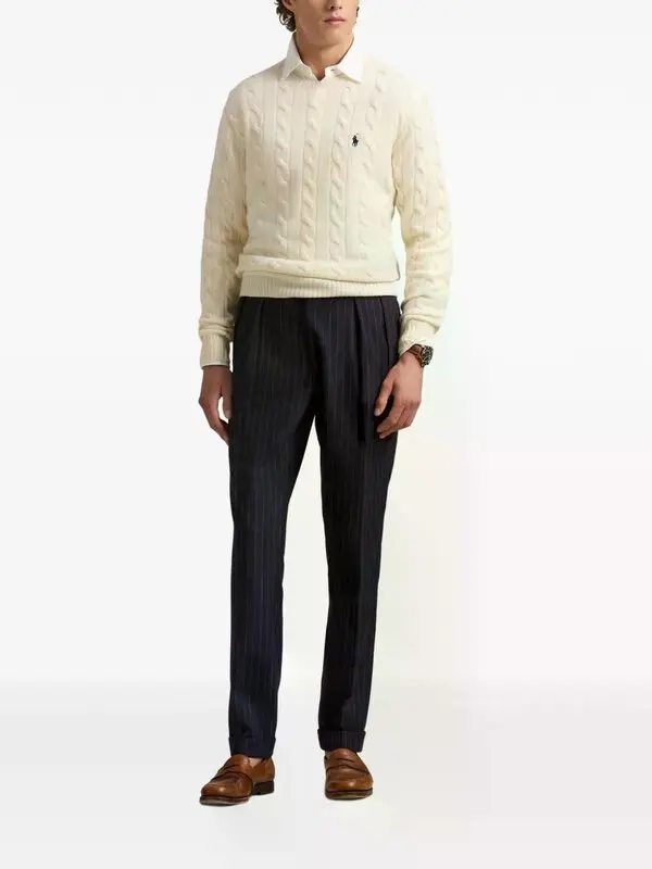 Polo Ralph Lauren Cable-knit Sweater With Embroidered Logo - Neutrals