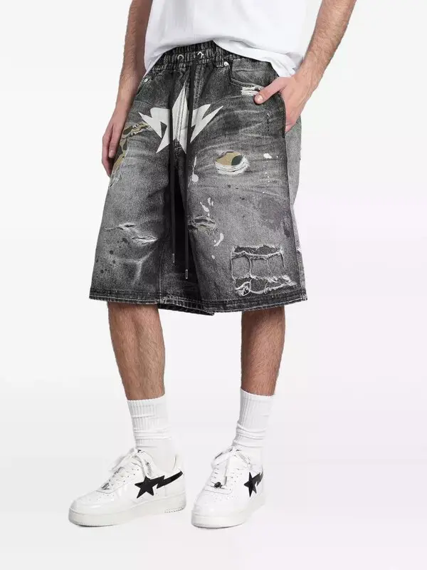 A BATHING APE Distressed-effect Shorts - Grey