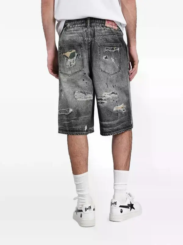 A BATHING APE Distressed-effect Shorts - Grey
