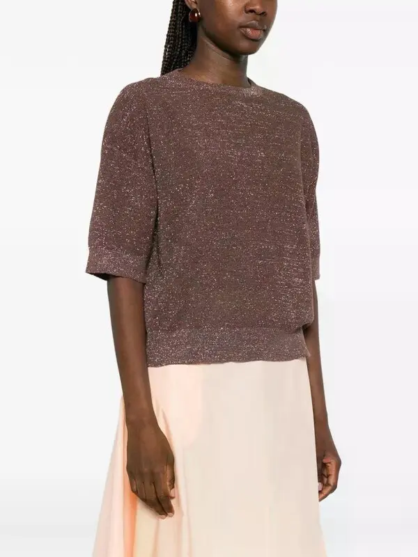 Brunello Cucinelli Metallic-effect T-shirt - Brown