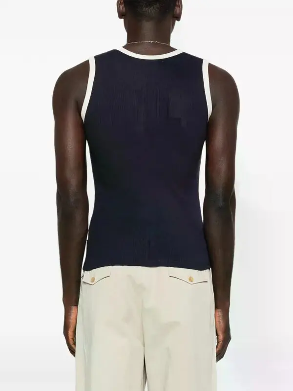 CARRER Logo Embroidered Ribbed Tank Top - Blue