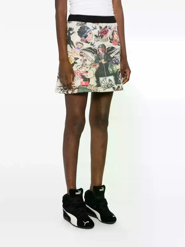 The Artistylist Tattoo-print Silk-blend Skirt