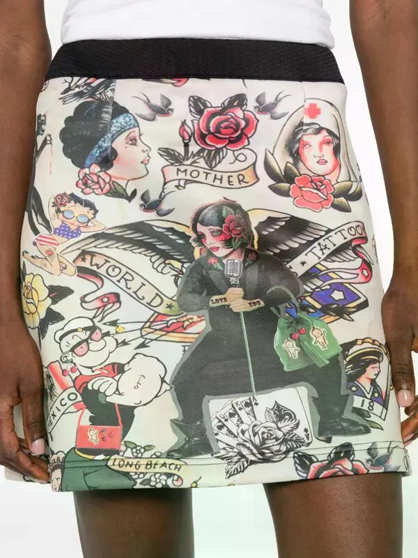 The Artistylist Tattoo-print Silk-blend Skirt