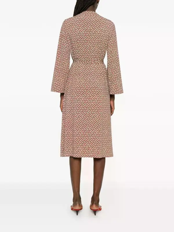 SIYU Geometric-pattern Wrap Midi Dress