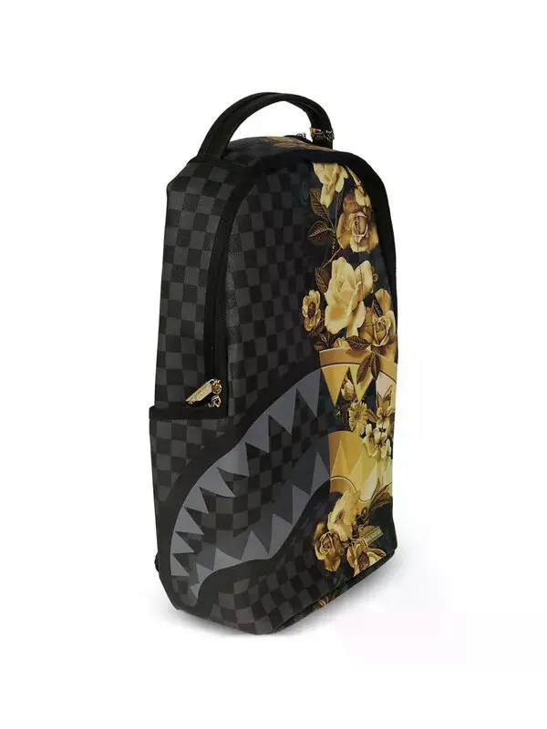 SPRAYGROUND Floral-print Checkered Backpack - Black