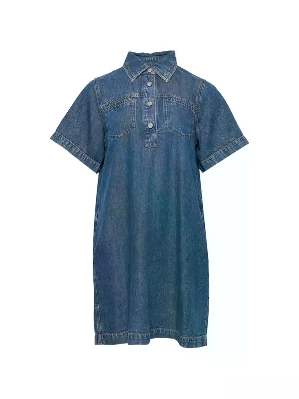 Rag & Bone Short-sleeved Denim Shirt Dress - Blue