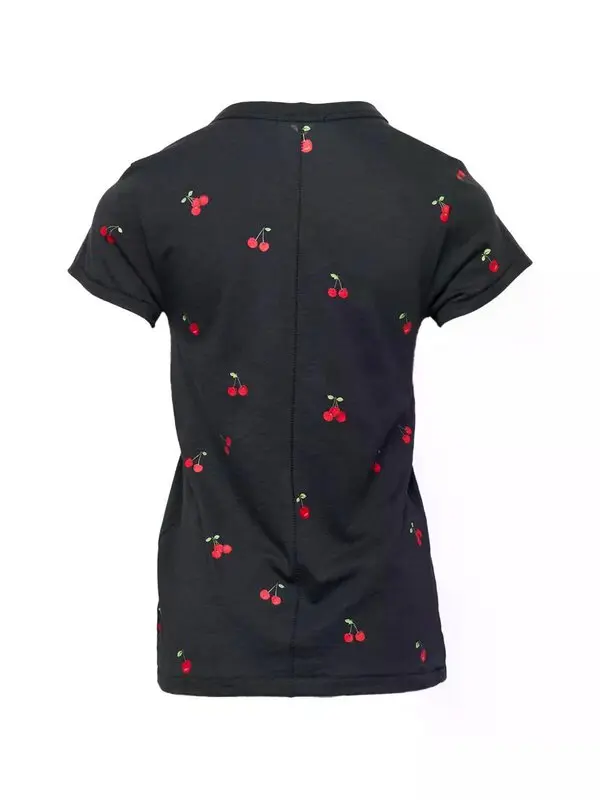 Rag & Bone Cherry-print Slub-texture T-shirt - Black