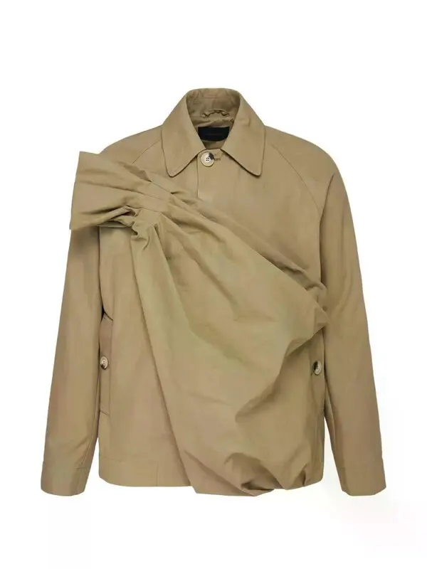 Simone Rocha Draped Detail Raglan-sleeve Shirt Jacket - Neutrals