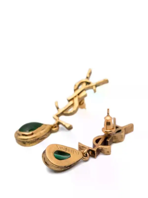 Saint Laurent Cassandre Logo Drop Earrings - Gold