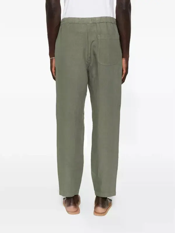 120% Lino Elasticated-waistband Trousers - Green