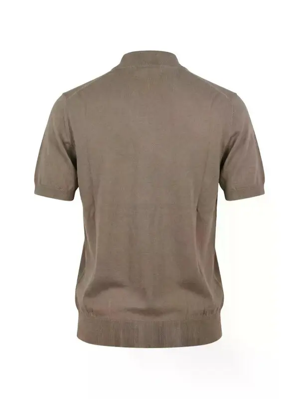 Brunello Cucinelli Embroidered-logo Short-sleeve Mock-neck Cotton T-shirt