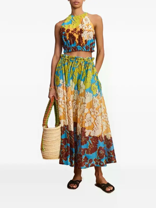 ALEMAIS Splice Floral-print Cropped Top