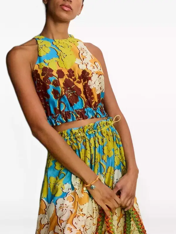 ALEMAIS Splice Floral-print Cropped Top