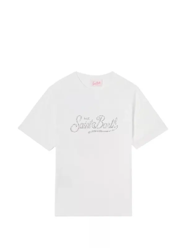 MC2 SAINT BARTH Emilie Rhinestone-logo T-shirt - White
