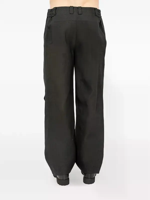 DEVOA Pleated Wide-leg Trousers - Black