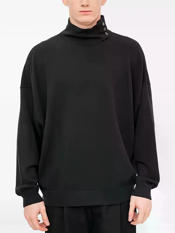 DEVOA Buttoned High-neck Sweater - Black