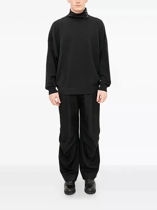 DEVOA Buttoned High-neck Sweater - Black