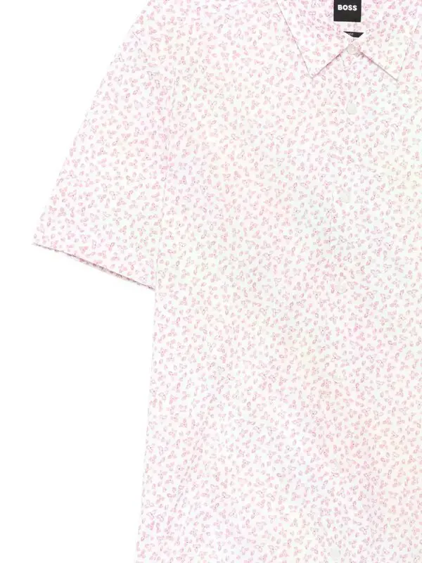 BOSS Floral-print Short-sleeve Shirt - White