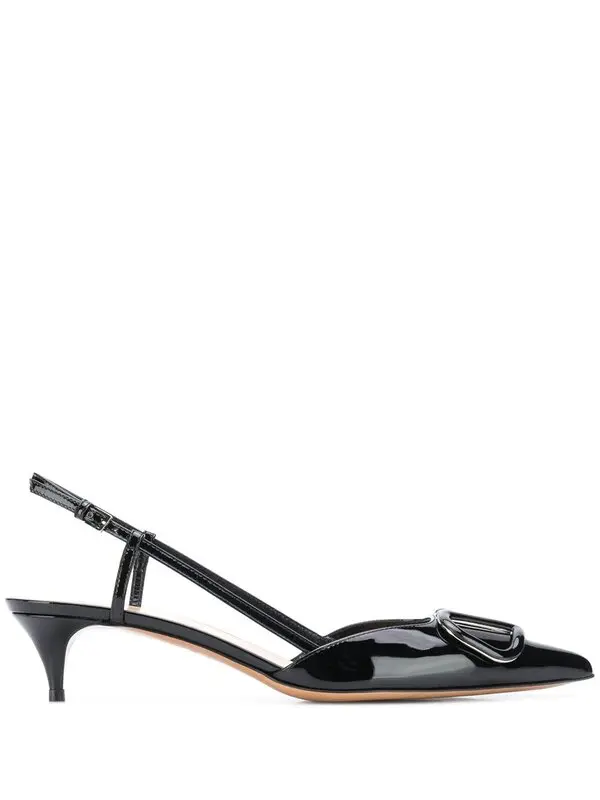 Valentino Garavani Vlogo Signature Leather Slingback Pumps - Black