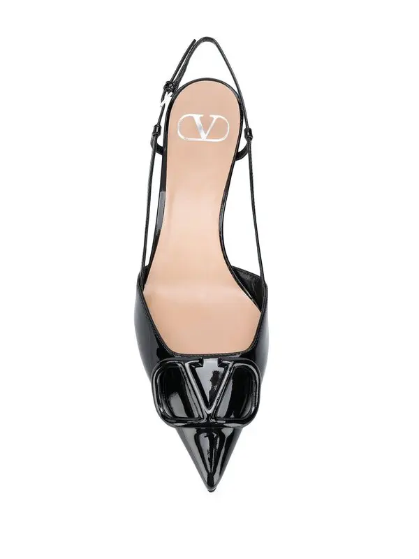 Valentino Garavani Vlogo Signature Leather Slingback Pumps - Black