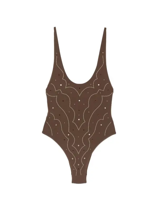 VENUJA Embellished One-piece Swimsuit - Brown