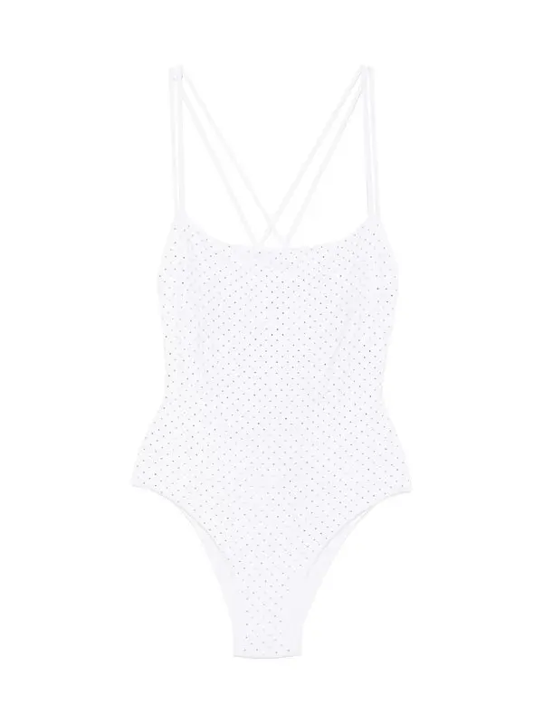 FISICO One-piece Swimsuit With Crystals - White