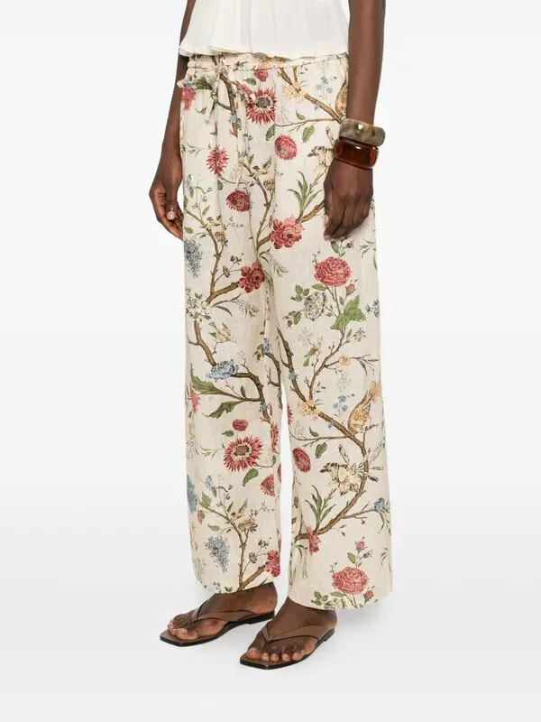 INTO THE EAST Printed Linen Trousers