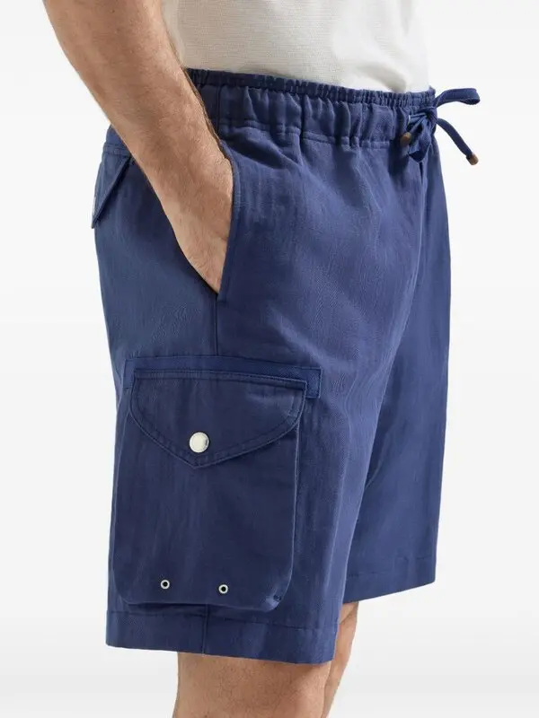 Brunello Cucinelli Linen Cargo Bermuda Shorts - Blue