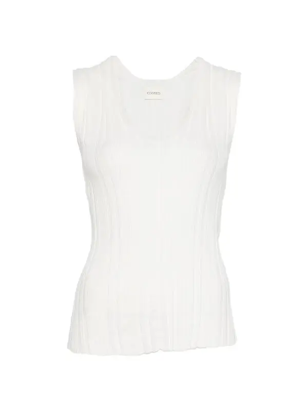 Closed Linen And Cotton V-necked Top - White