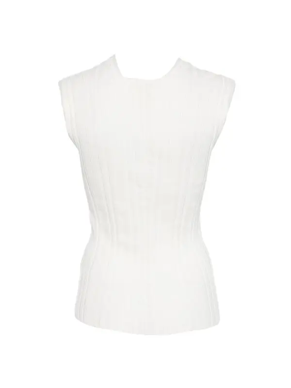 Closed Linen And Cotton V-necked Top - White
