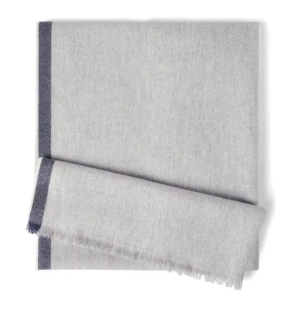Brunello Cucinelli Cashmere Fringe-trim Scarf - Grey