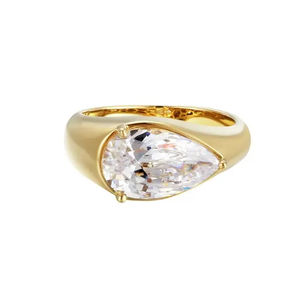 ONEWILDONE Pear Cut Cubic Zirconia Ring - Gold