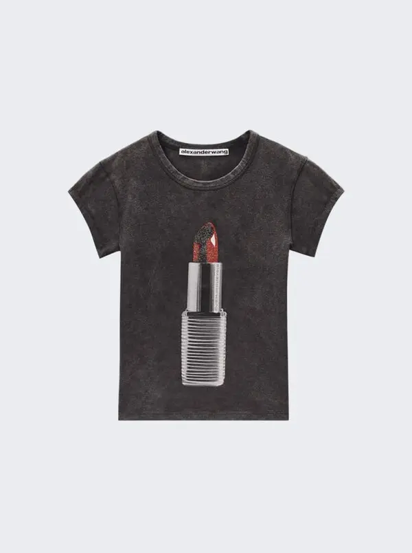 Alexander Wang Baby Tee With Lipstick Graphic - Black