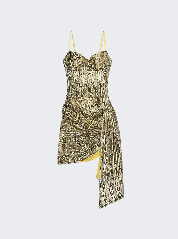 AREA Wrapped Sequin Mini Dress - Multi