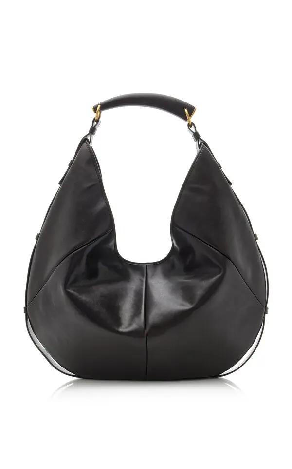 Saint Laurent Mombasa Large Leather Hobo Bag - Black
