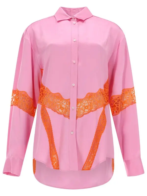 MSGM Camicia Con Inserti In Pizzo - Pink