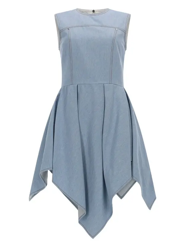 MSGM Denim Dress With Asymmetrical Skirt