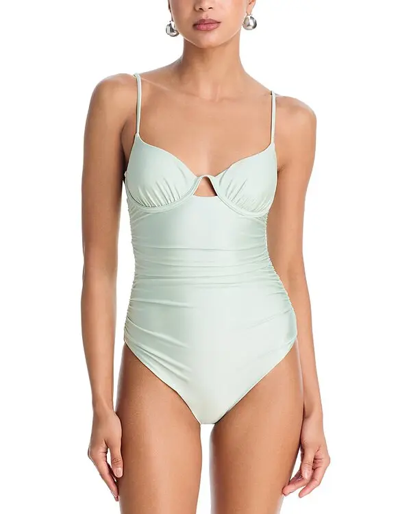 Simkhai Laine Ruched One Piece Swimsuit - Mint