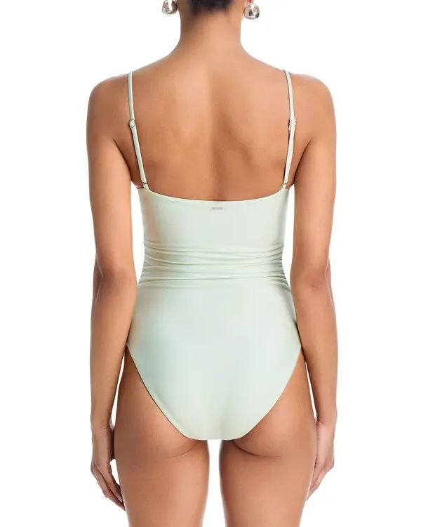 Simkhai Laine Ruched One Piece Swimsuit - Mint