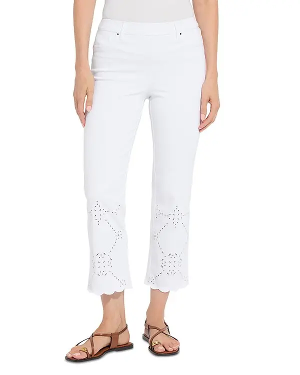 Lyssé Billie High Rise Cropped Straight Jeans With Eyelet Detail - White