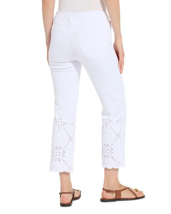 Lyssé Billie High Rise Cropped Straight Jeans With Eyelet Detail - White
